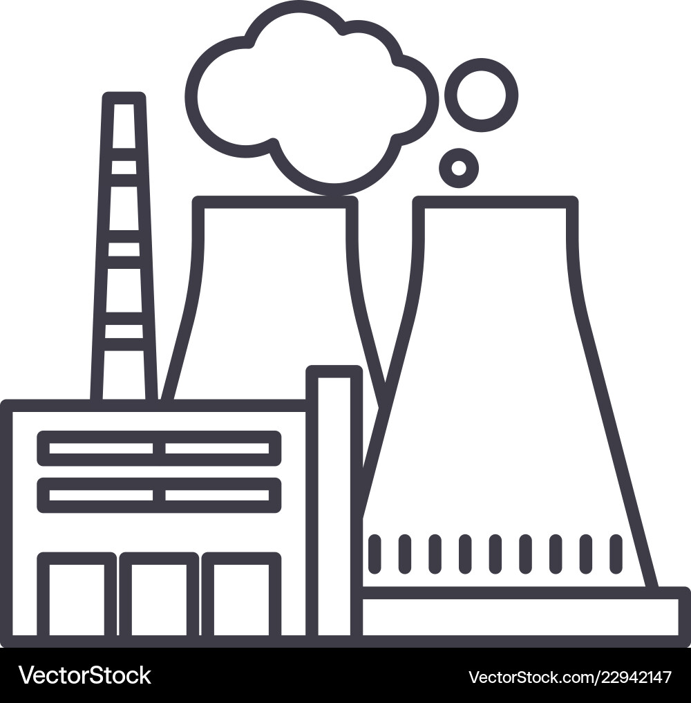 Thermal power plant line icon concept thermal Vector Image