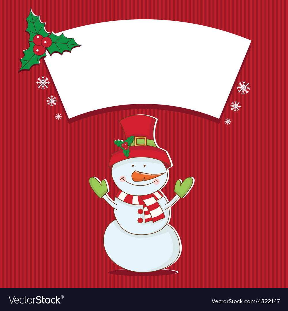 Winter label with snowman Royalty Free Vector Image