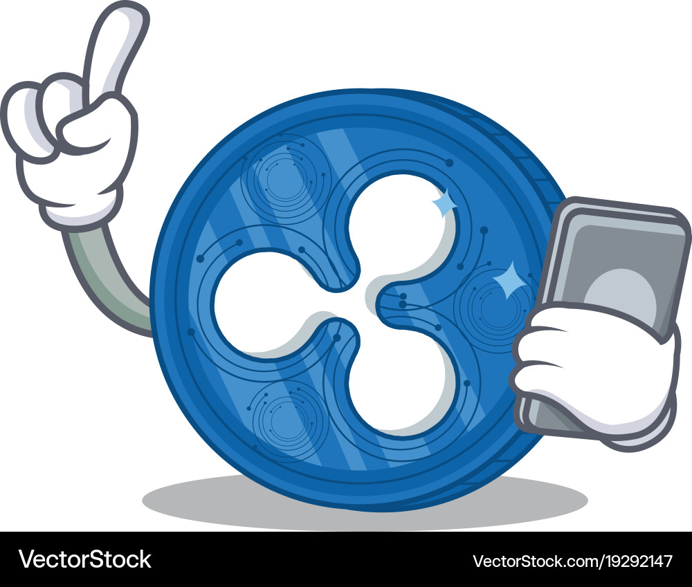 With phone ripple coin character cartoon Vector Image