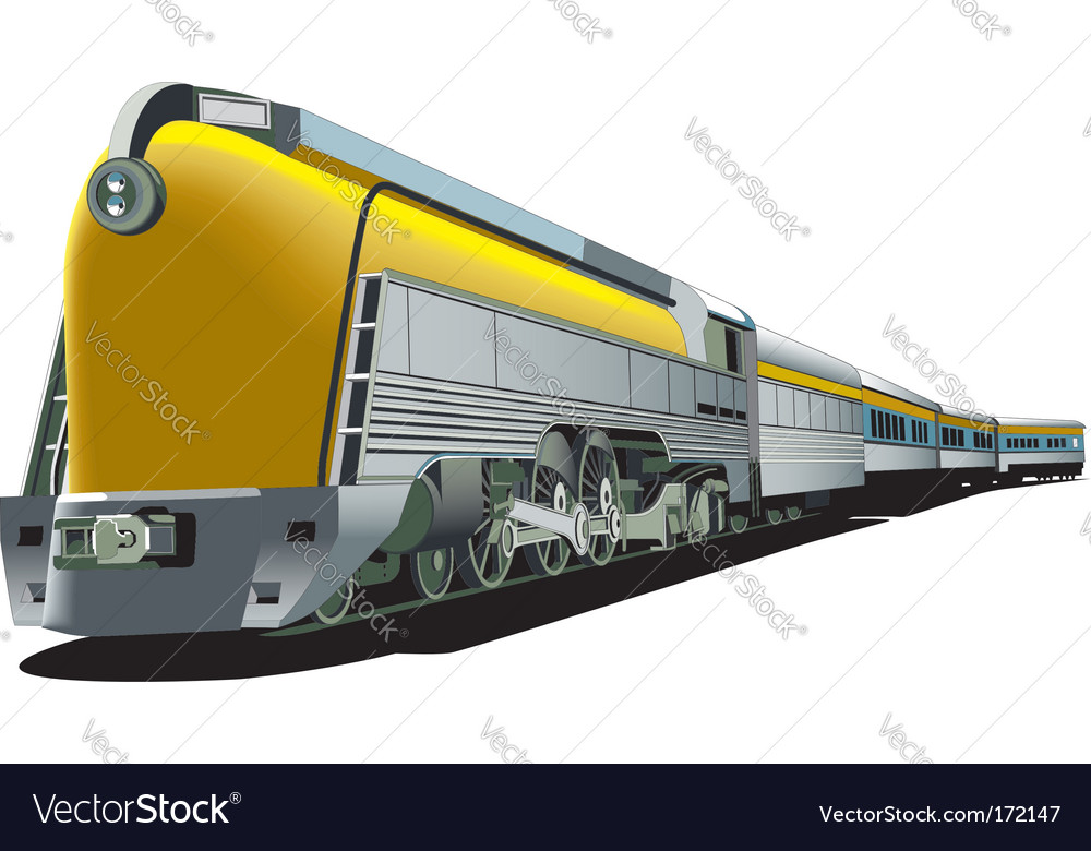 Yellow old-fashioned train Royalty Free Vector Image