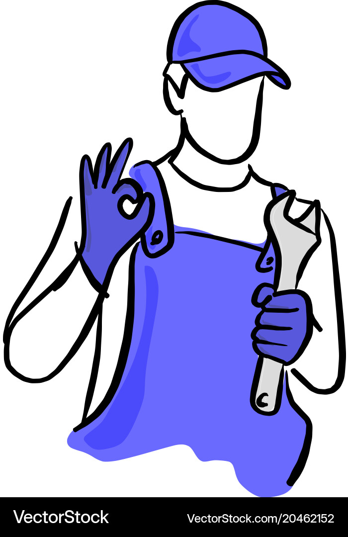 Auto service or repairman with the wrench Vector Image
