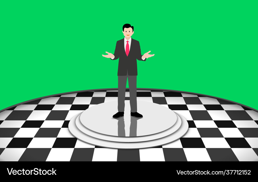 Broadcaster on white stand with green screen Vector Image