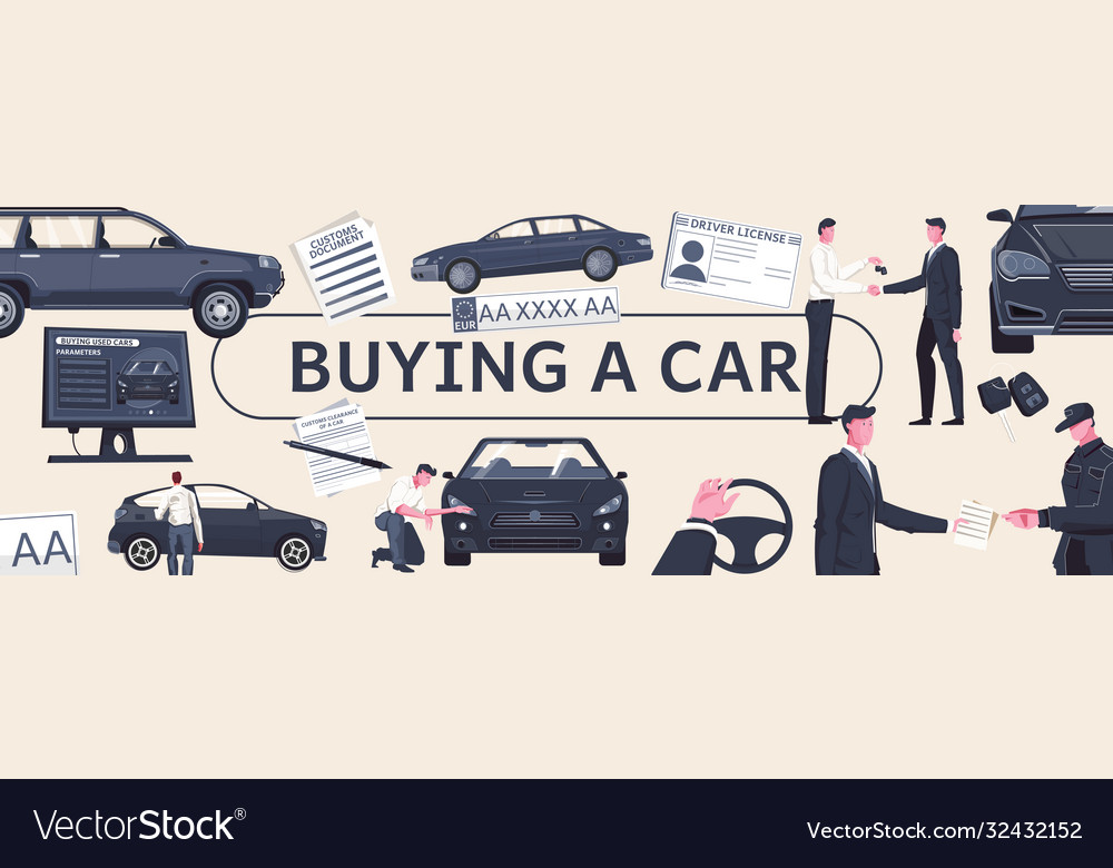 Buying used car composition Royalty Free Vector Image