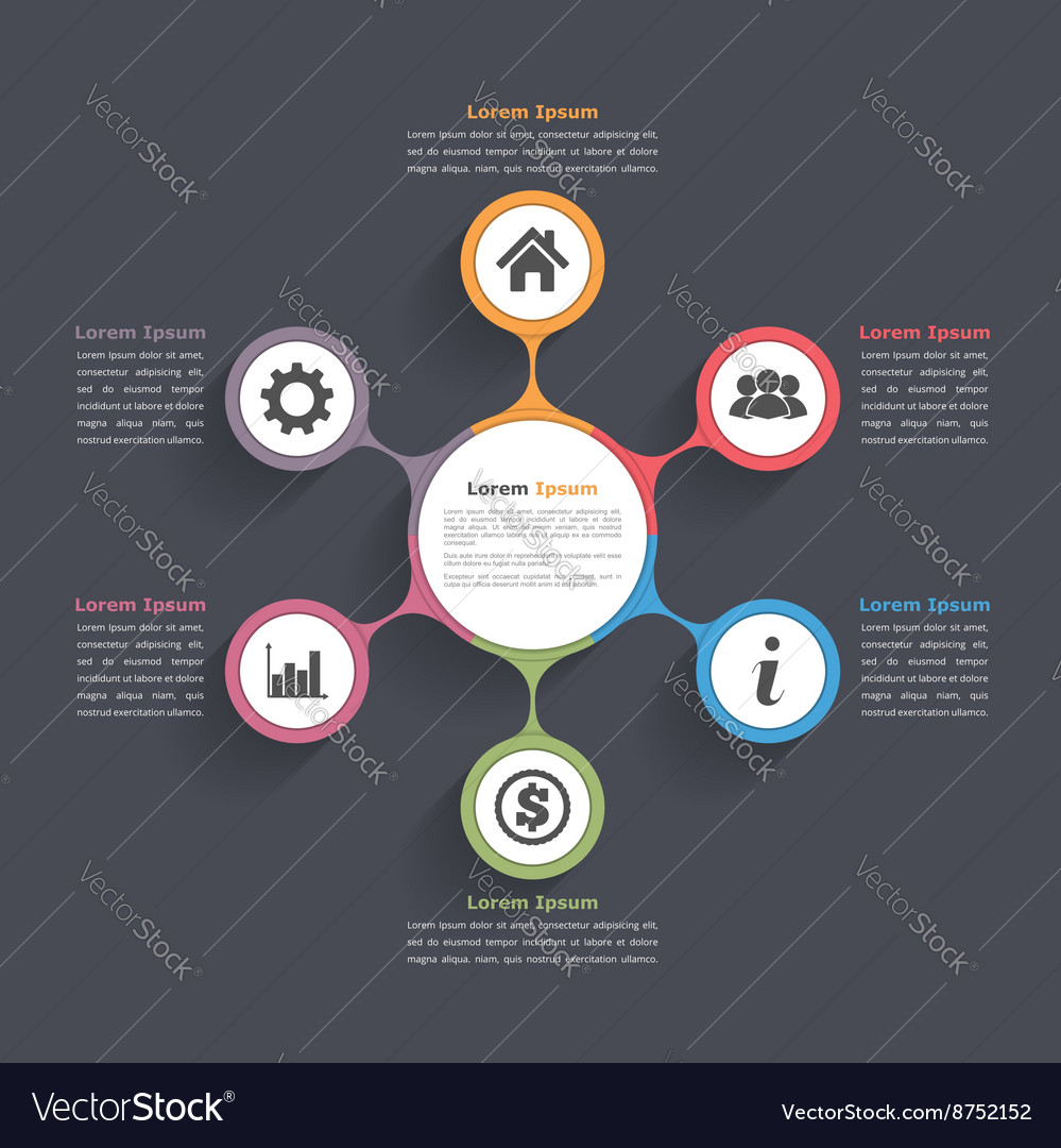 Circle diagram six elements Royalty Free Vector Image