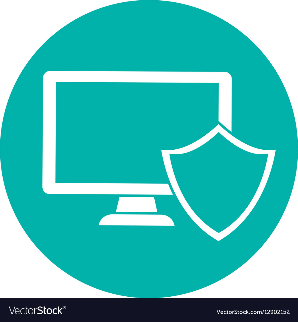 Computer shield server banner icon Royalty Free Vector Image