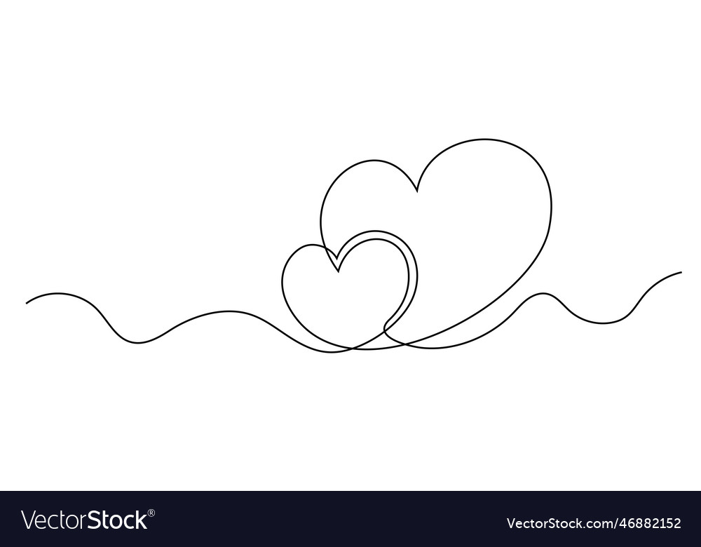 Continuous line drawing hearts Royalty Free Vector Image