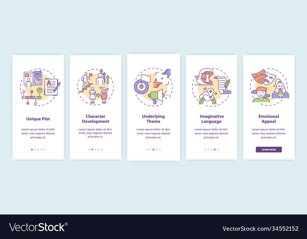 Creative writing elements onboarding mobile app Vector Image