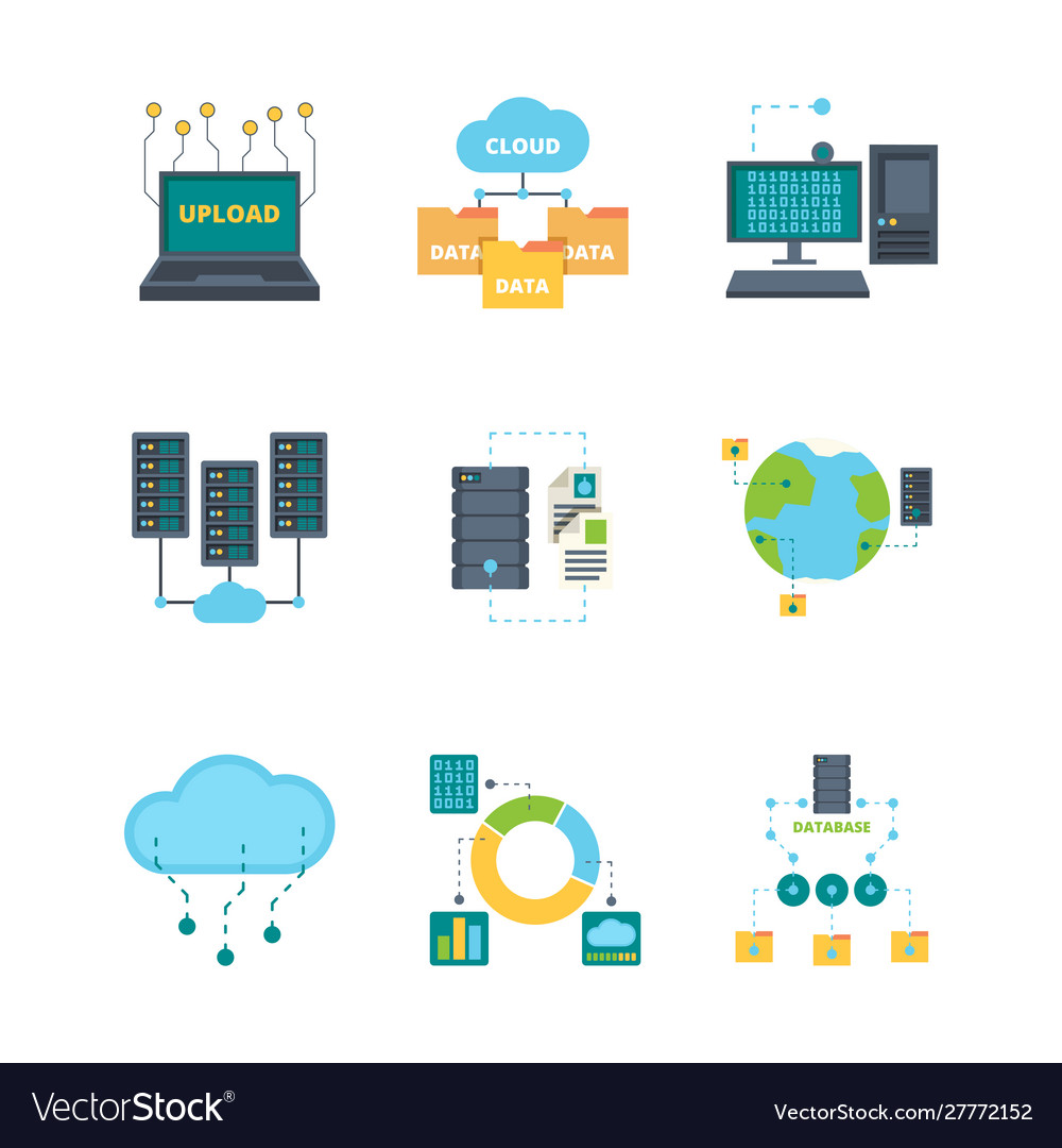 Data center icon cloud technology security Vector Image