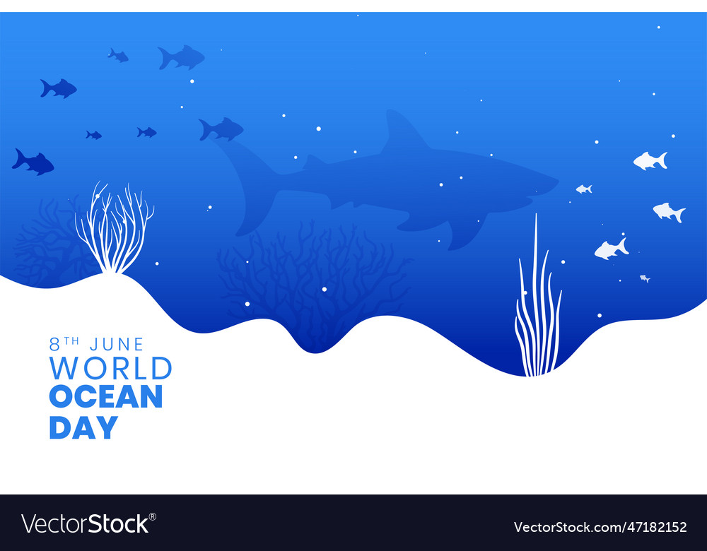 Eco friendly world ocean day poster with blue Vector Image