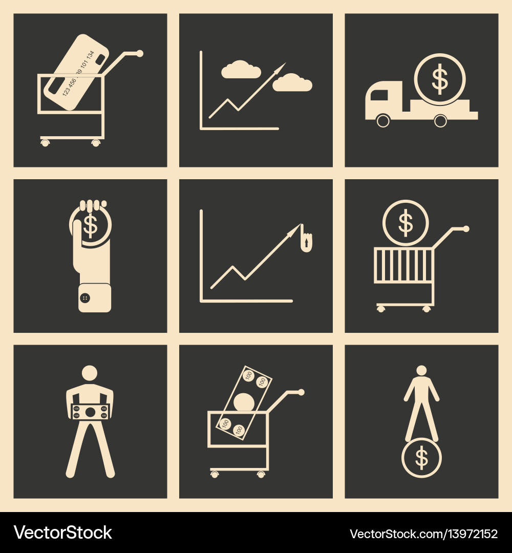 Flat in black and white concept economic icon Vector Image