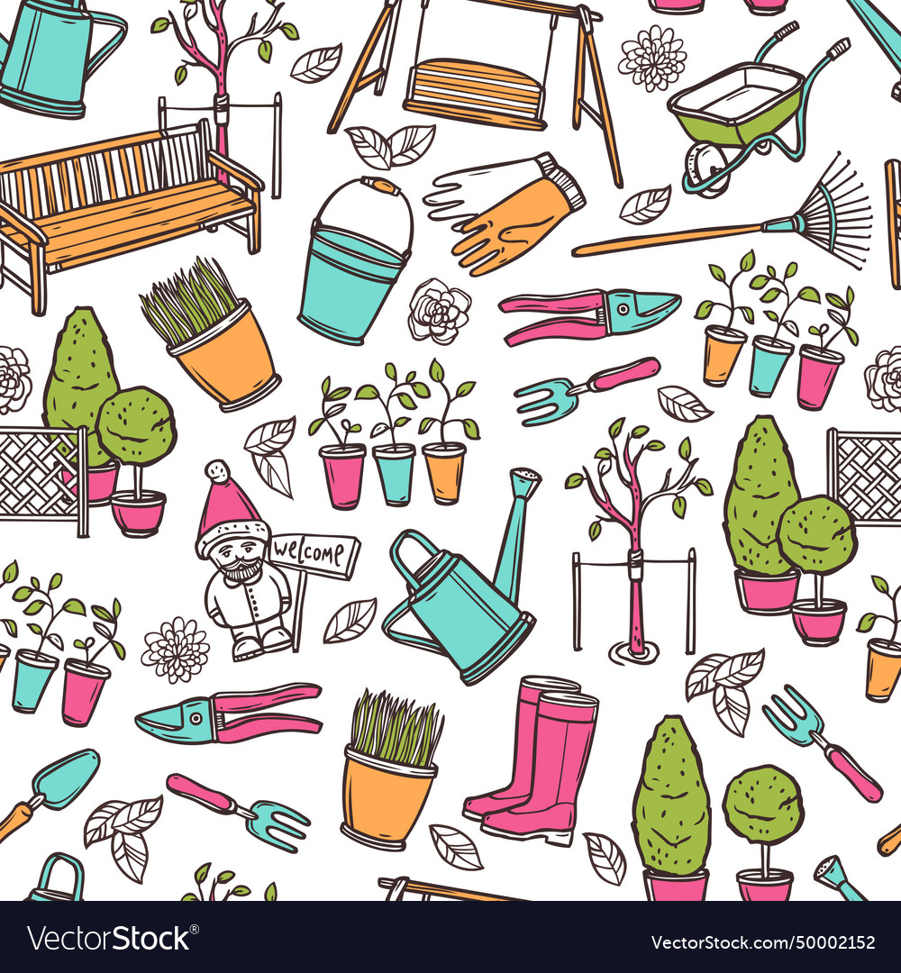 Gardening seamless pattern Royalty Free Vector Image