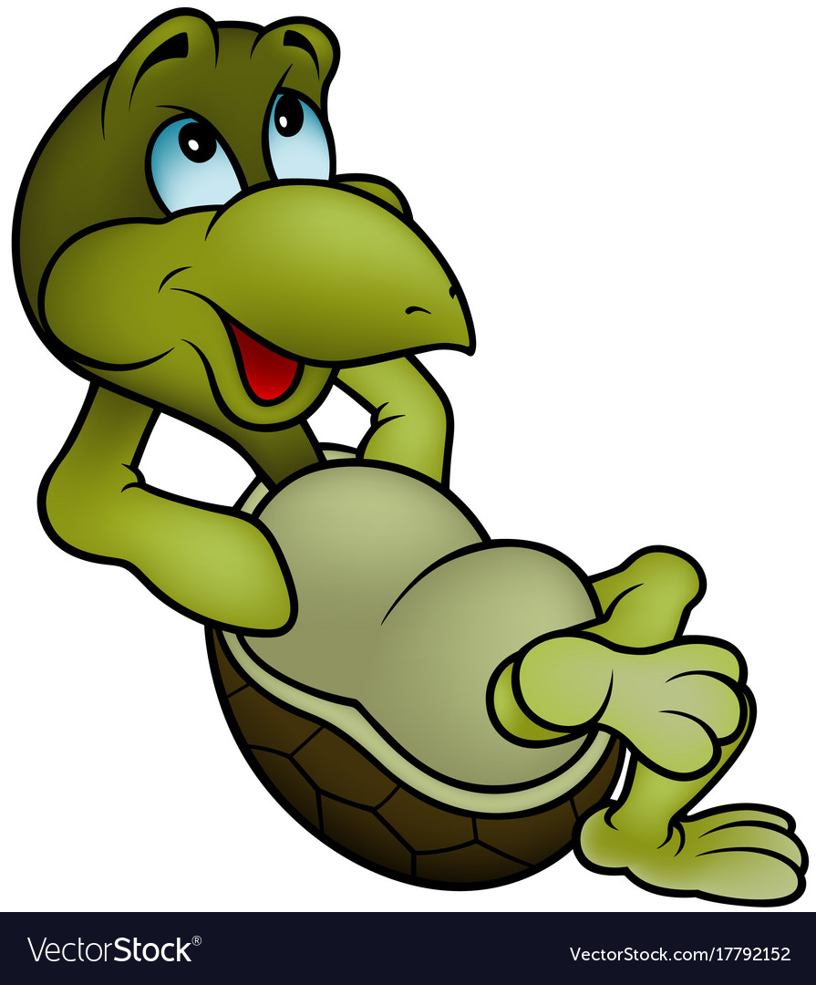 Green turtle relaxing Royalty Free Vector Image