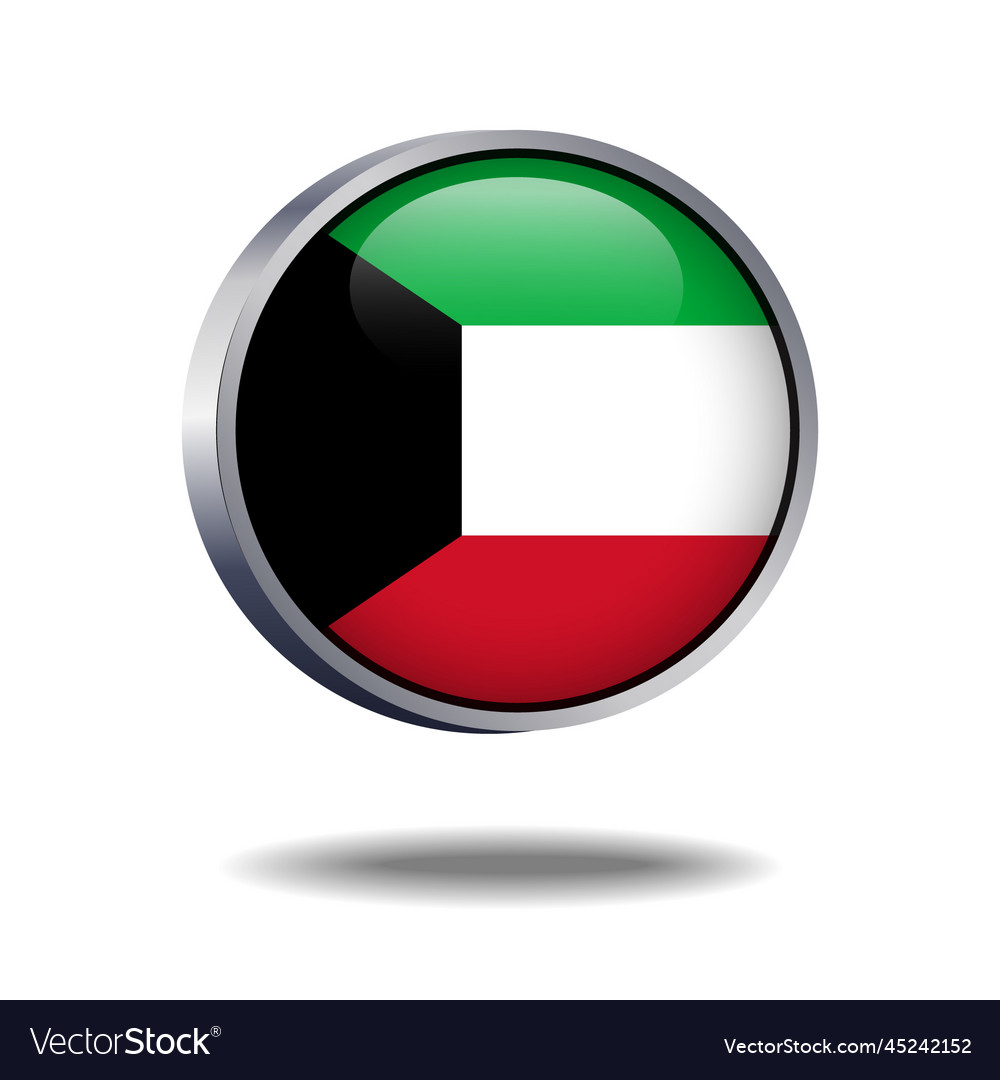 Kuwait flag button Royalty Free Vector Image - VectorStock