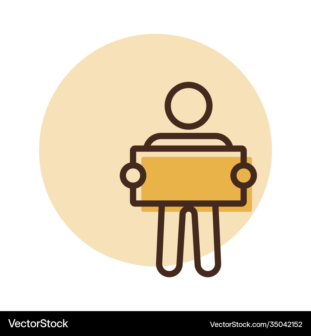 Man standing and holding in hands banner icon Vector Image