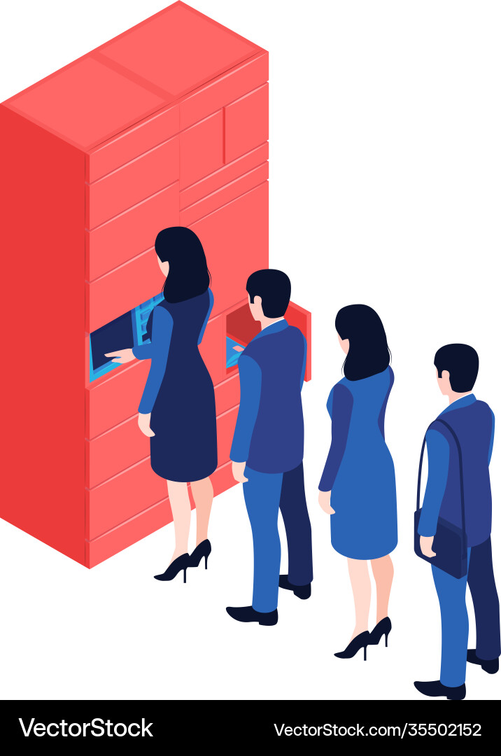 Parcel terminal queue composition Royalty Free Vector Image