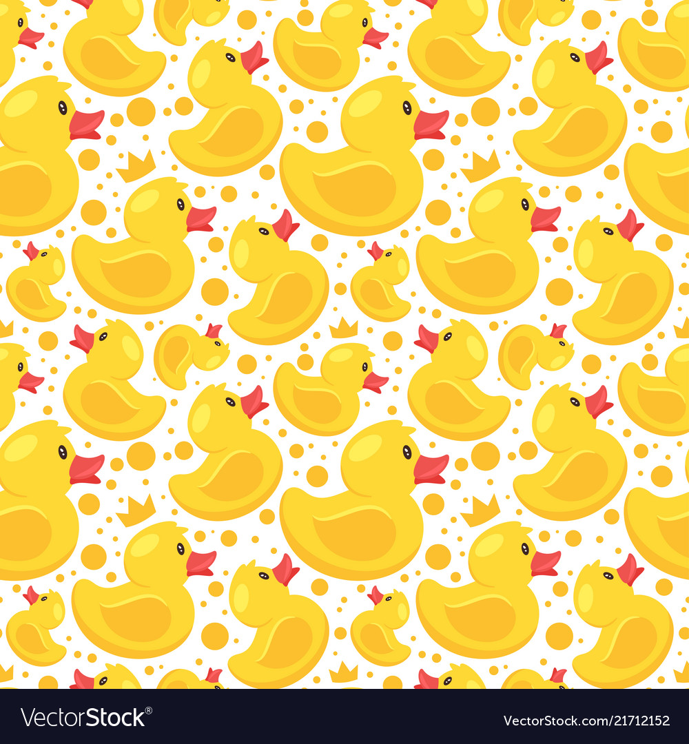 Pattern with yellow rubber duck Royalty Free Vector Image