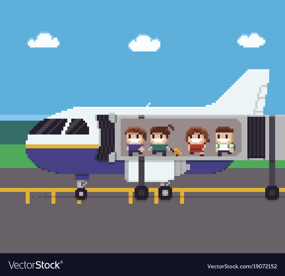 Pixel plane boarding Royalty Free Vector Image