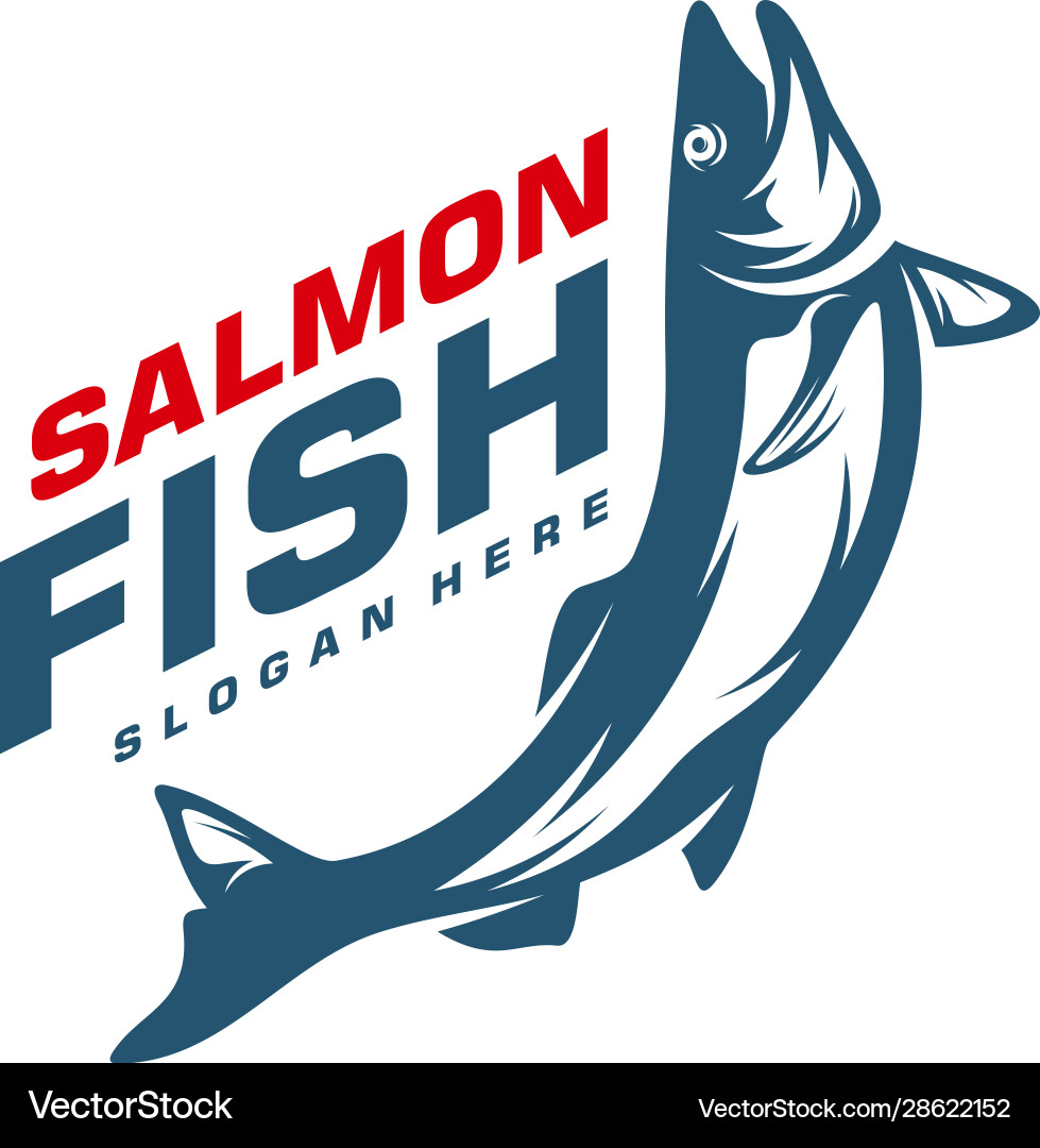 Salmon fish logo design fishing logo design Vector Image
