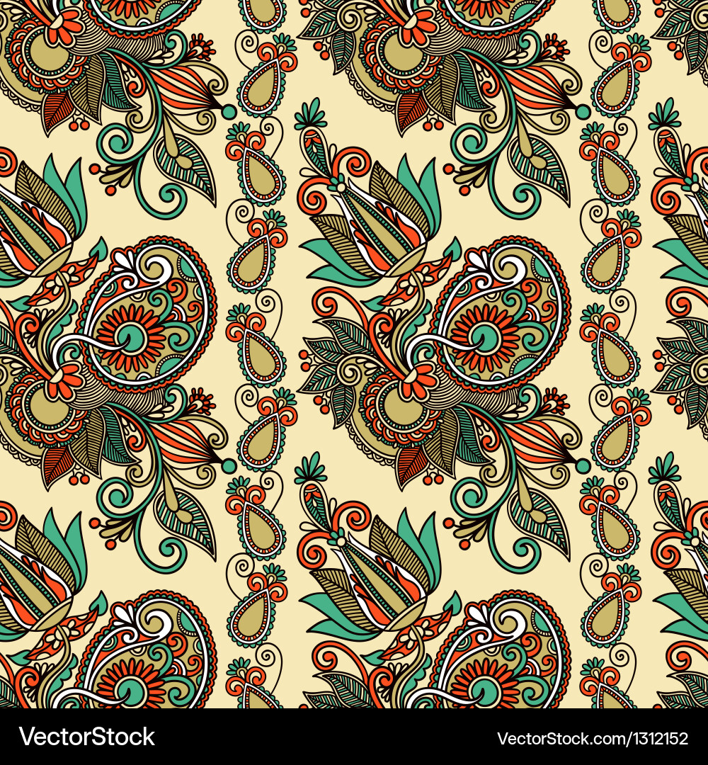Seamless flower paisley design Royalty Free Vector Image