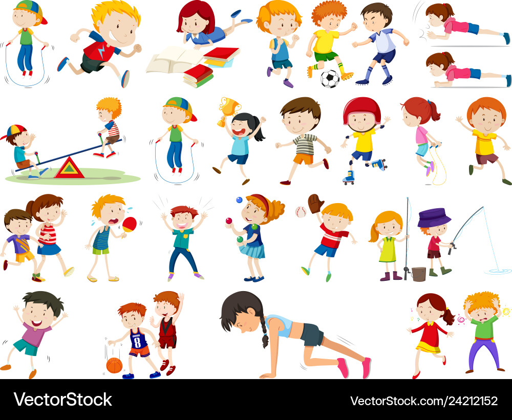 Set exercise kids Royalty Free Vector Image - VectorStock