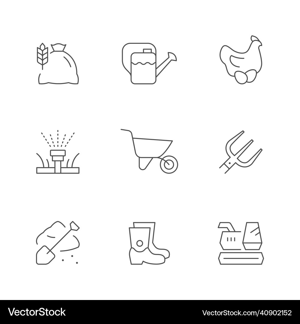 Set line icons of farming Royalty Free Vector Image