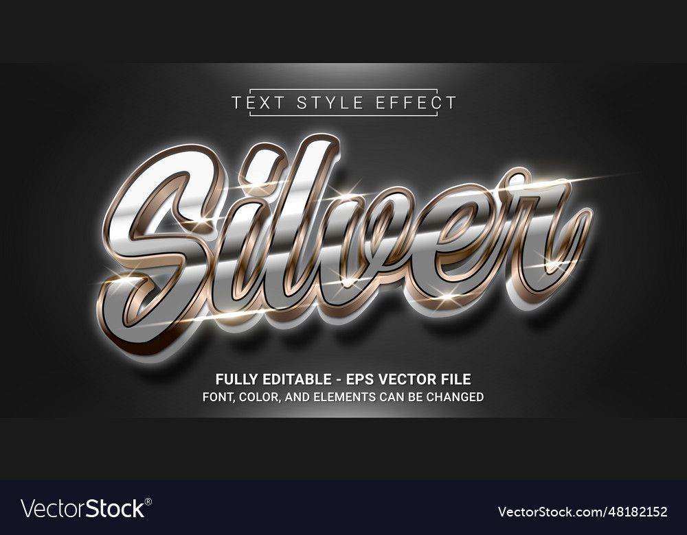 Silver text style effect editable graphic Vector Image