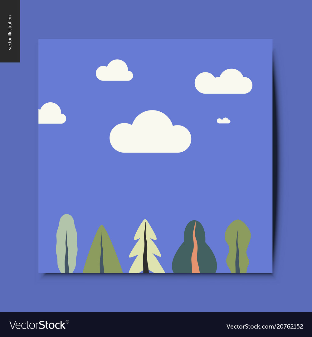 Simple things - landscape with trees and clouds Vector Image