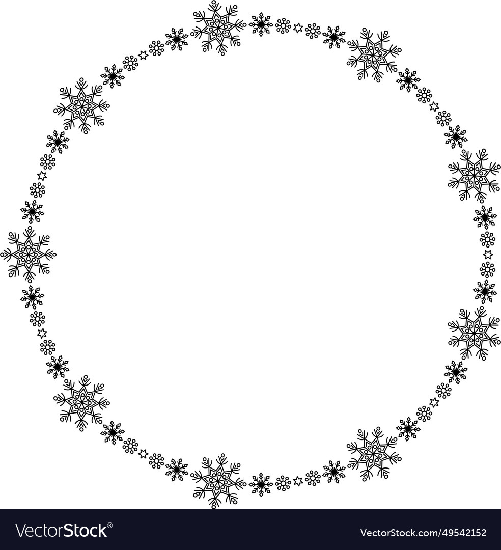 Snowflake circle frame winter round Royalty Free Vector