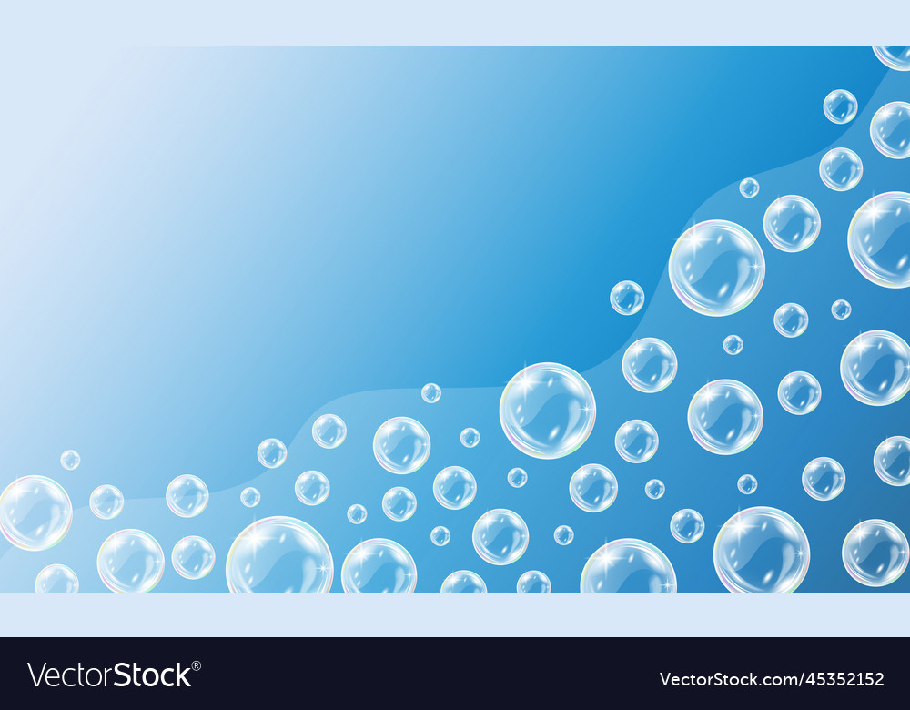 Soap bubbles background abstract blue Royalty Free Vector