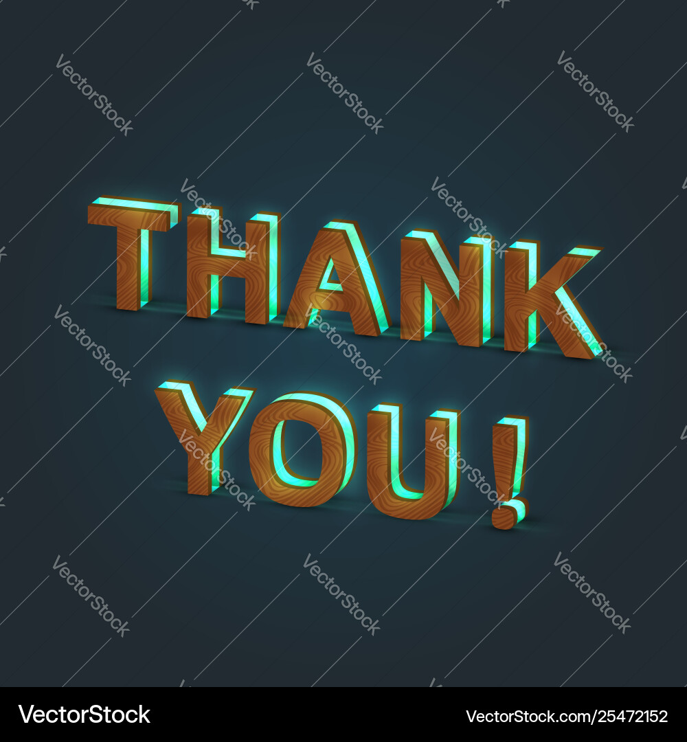 Thank you - realistic a word made wood Royalty Free Vector