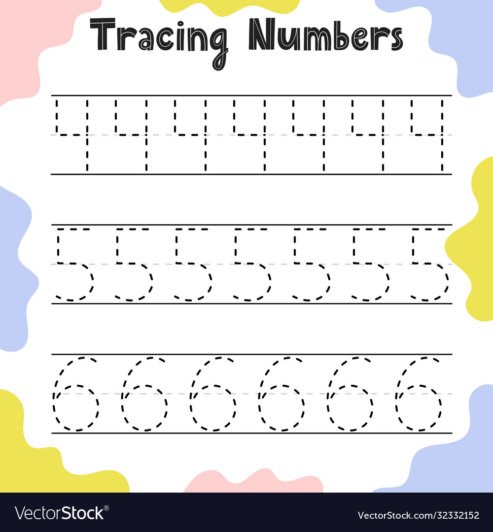 Tracing numbers activity page for kids preschool Vector Image tracing-numbers-activity-page-for-kids-preschool-vector-image