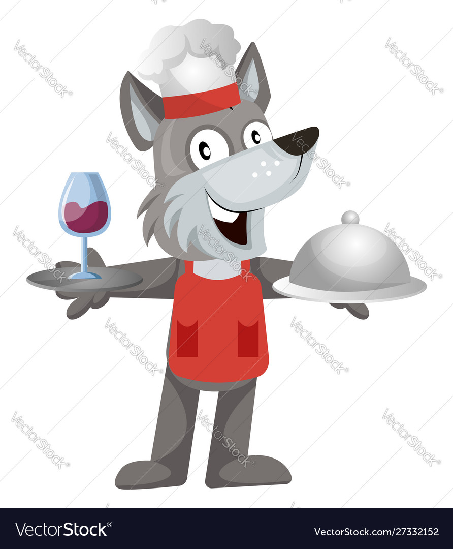 Wolf chef on white background Royalty Free Vector Image