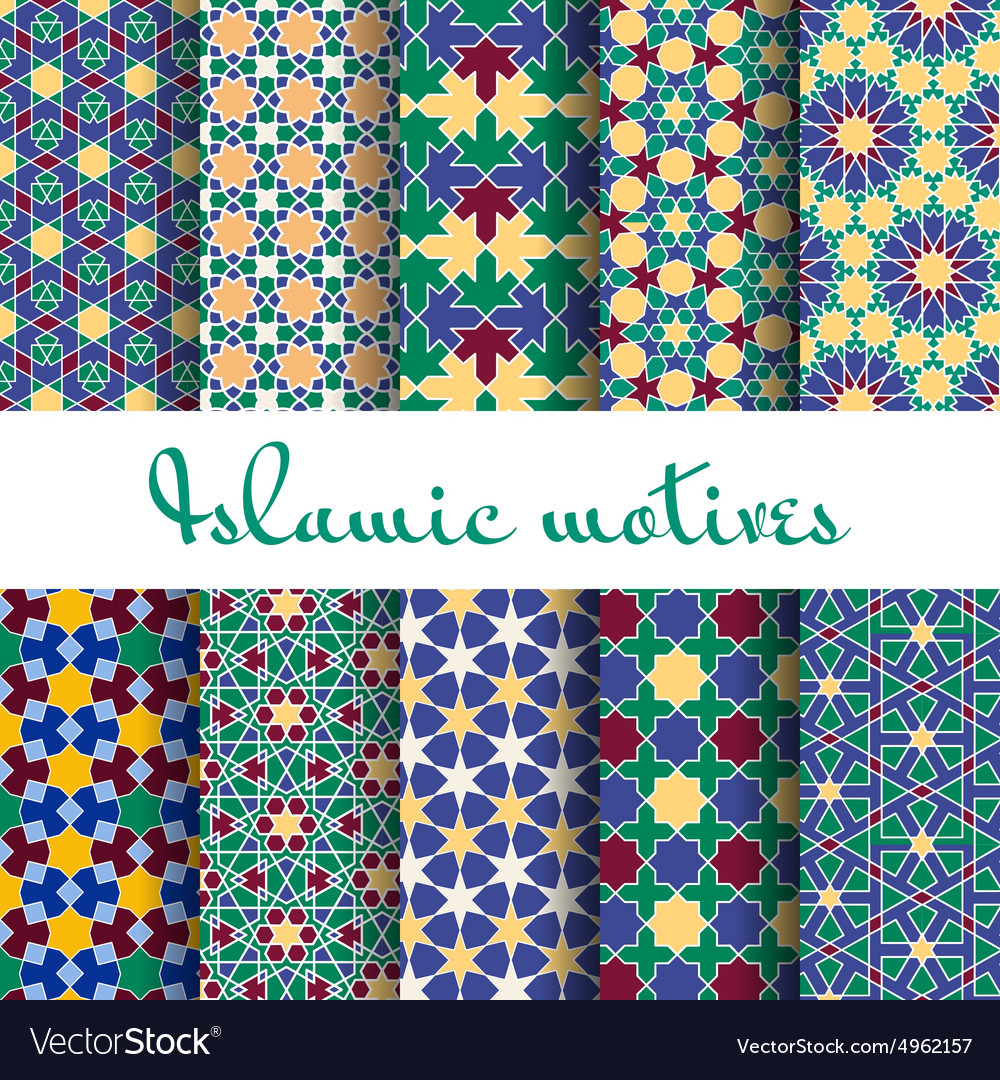 Arab spring seamless pattern set Royalty Free Vector Image