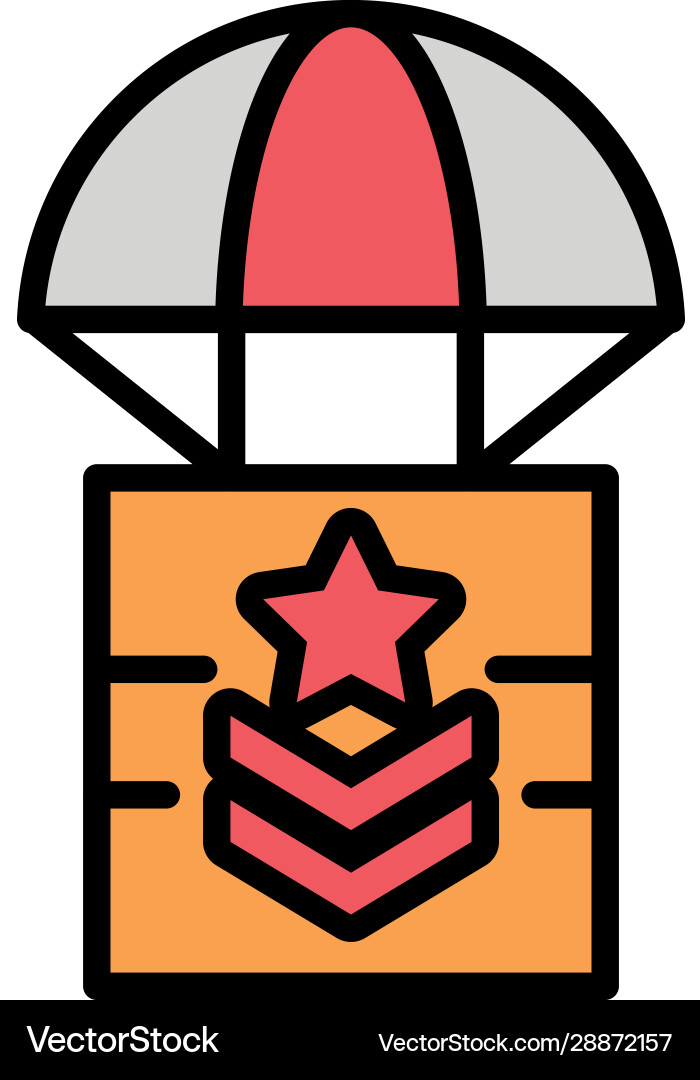 Box in parachute military force isolated icon Vector Image