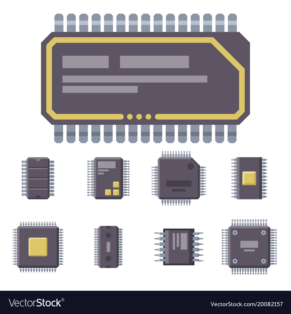 Cpu microprocessors microchip Royalty Free Vector Image
