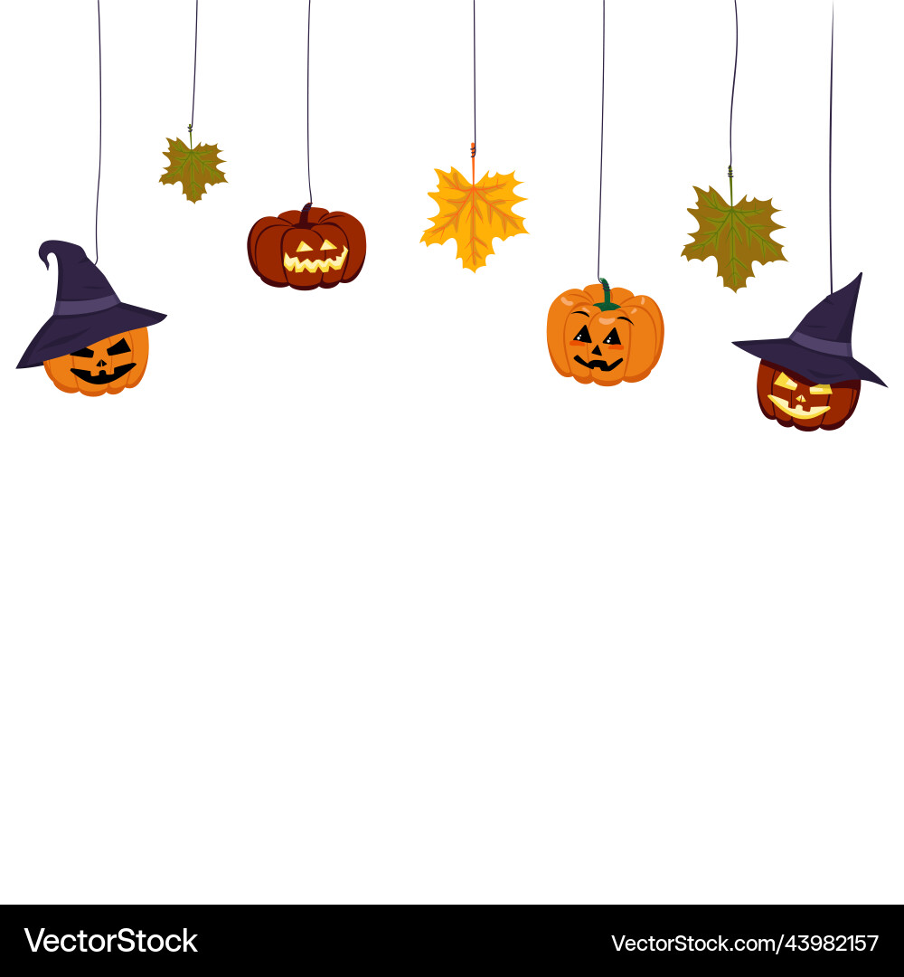 Festive halloween autumn frame with pumpkin heads Vector Image