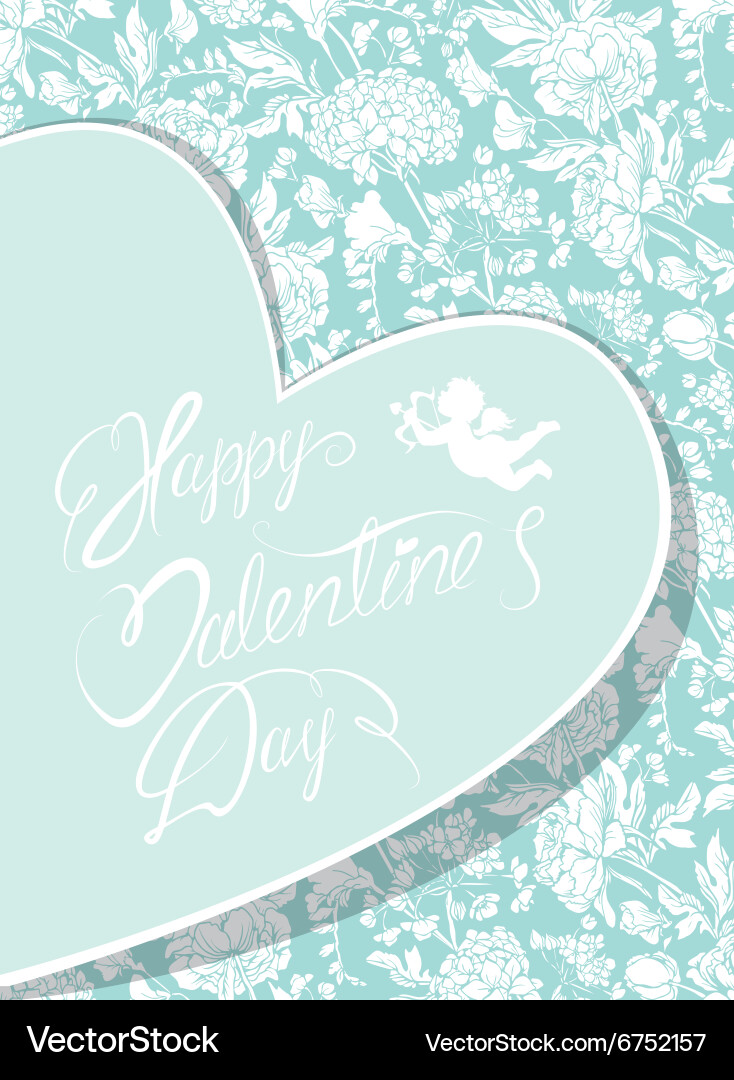 Flowers blue card heart 380 Royalty Free Vector Image
