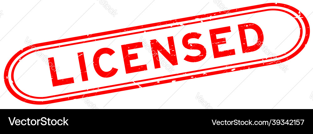 Grunge red licensed word rubber seal stamp Vector Image