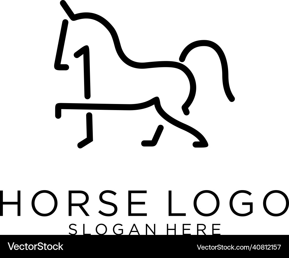Horse logo design line art Royalty Free Vector Image