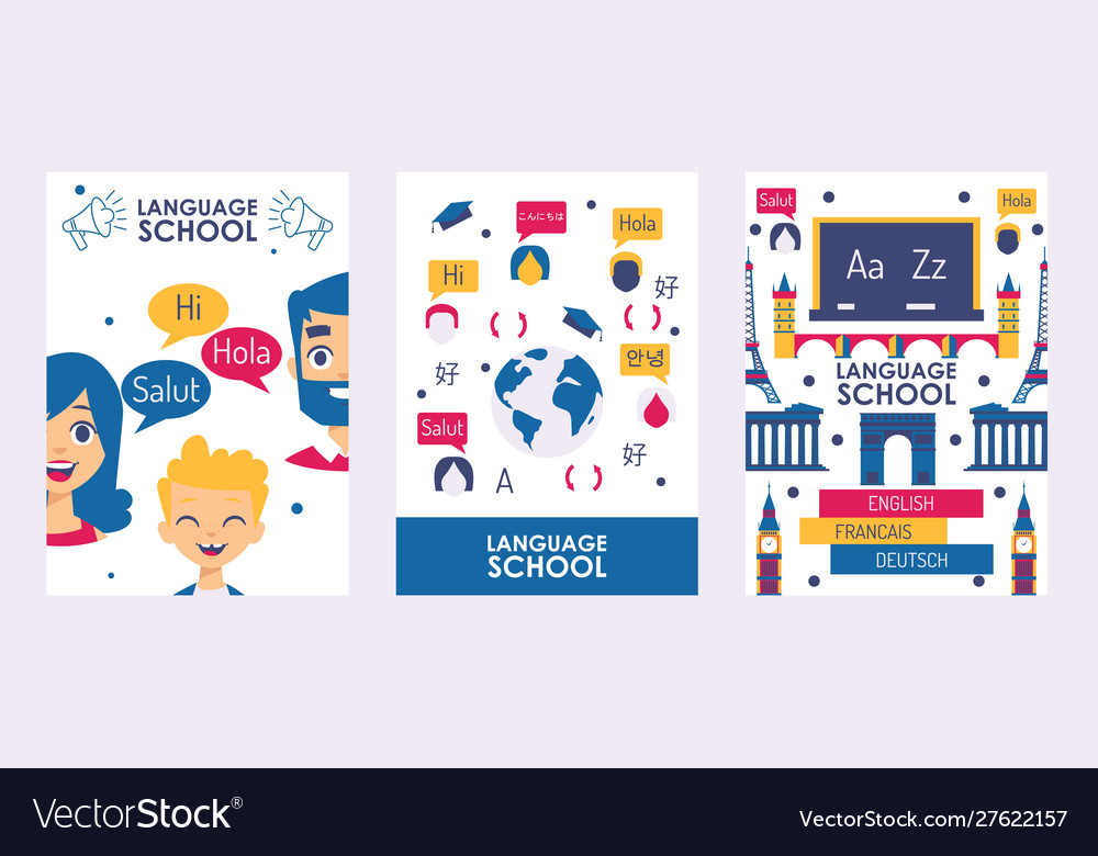 Language school banner Royalty Free Vector Image