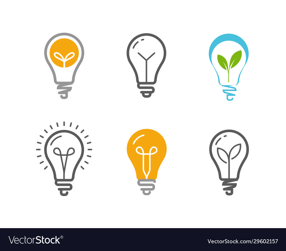 Light bulb icon set technology idea symbol Vector Image