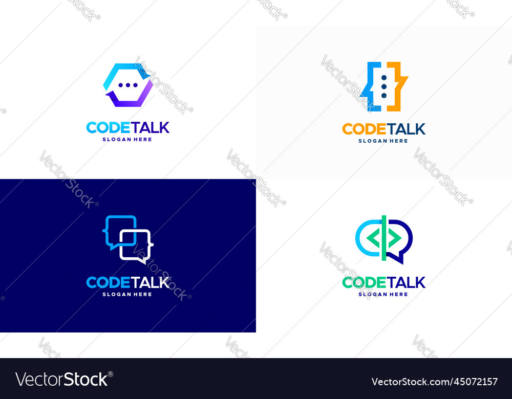 Set of code talk logo designs concept code Vector Image