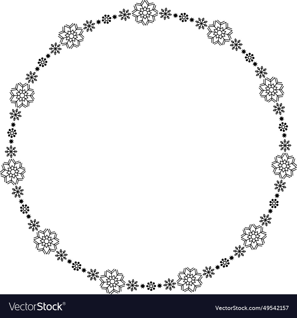 Snowflake circle frame winter round Royalty Free Vector