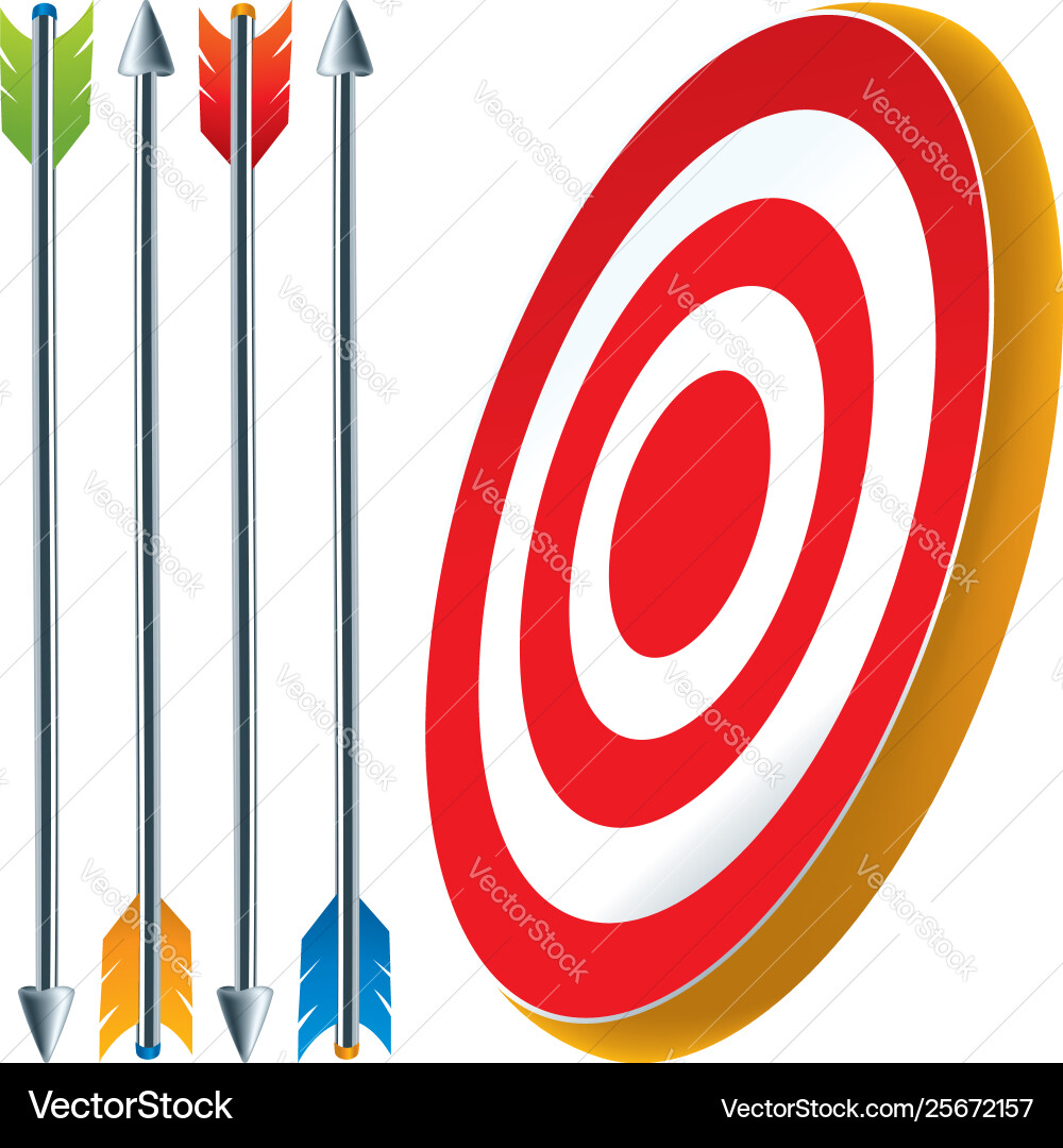 Target and arrows icons clean bright colors Vector Image