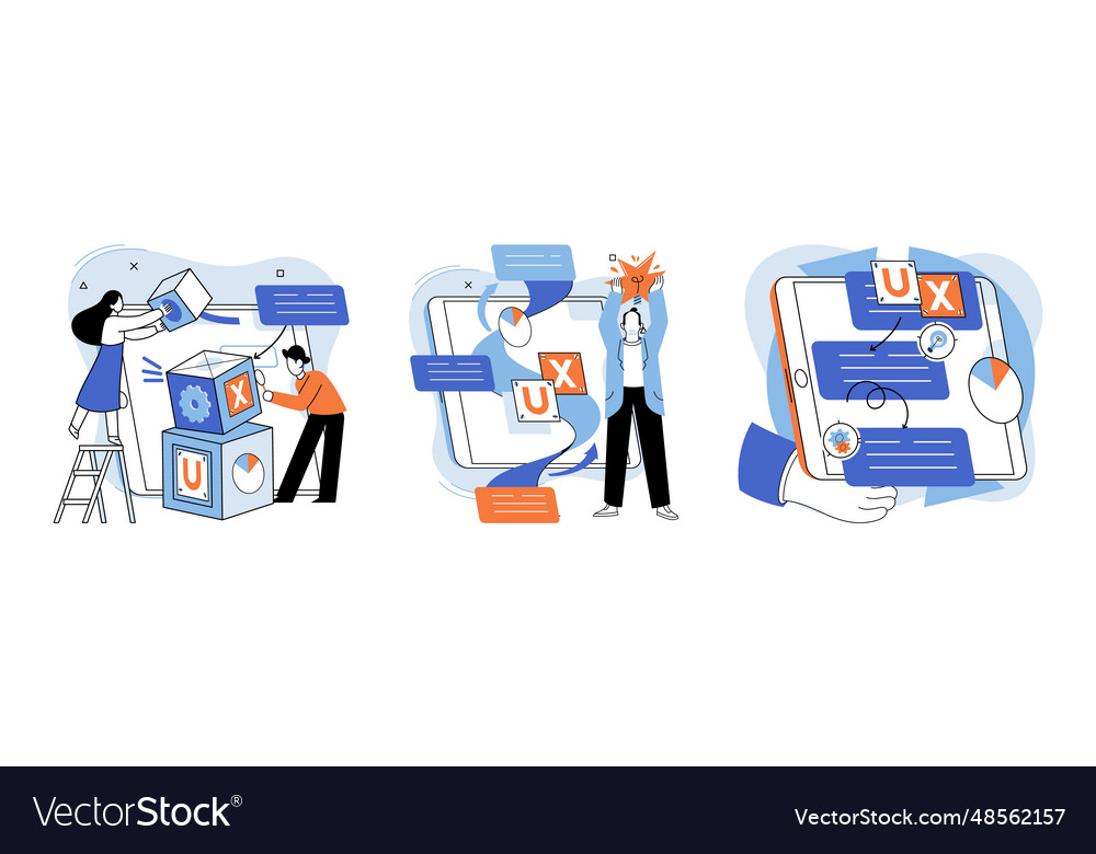 Ux design metaphor designing software process Vector Image Ux design metaphor designing software process Vector Image