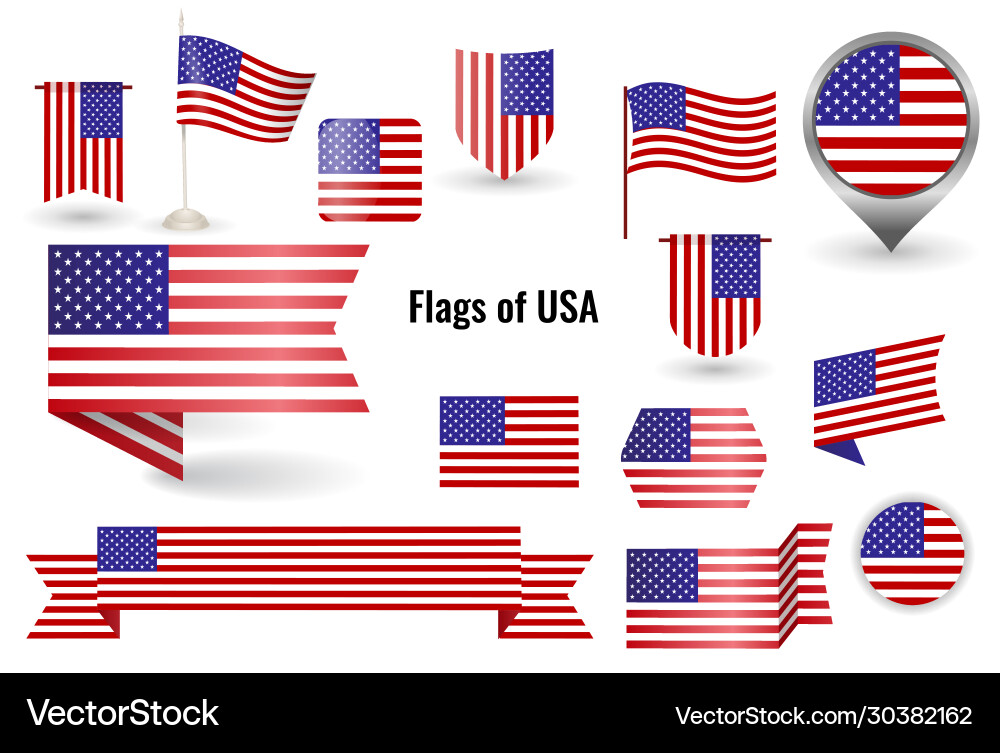 A large set icons and signs with flag Royalty Free Vector