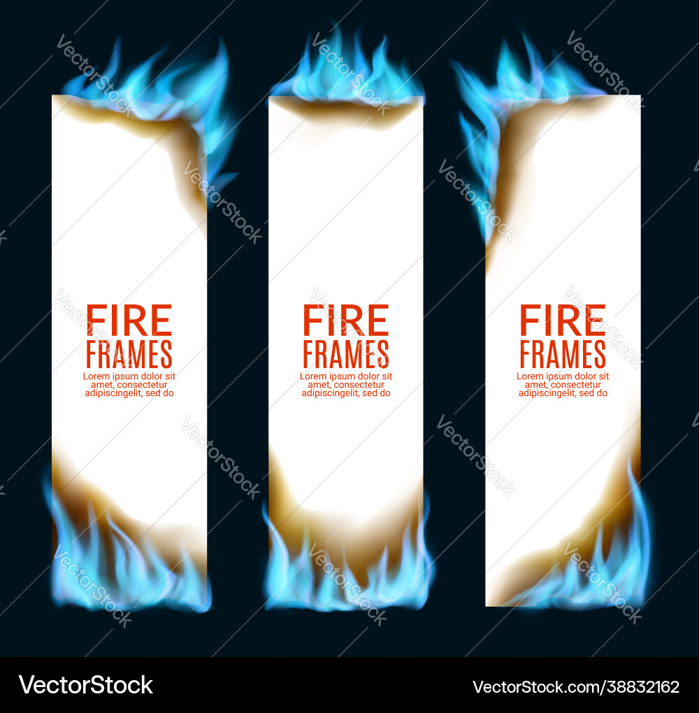 Burning paper banners with natural gas flames fire