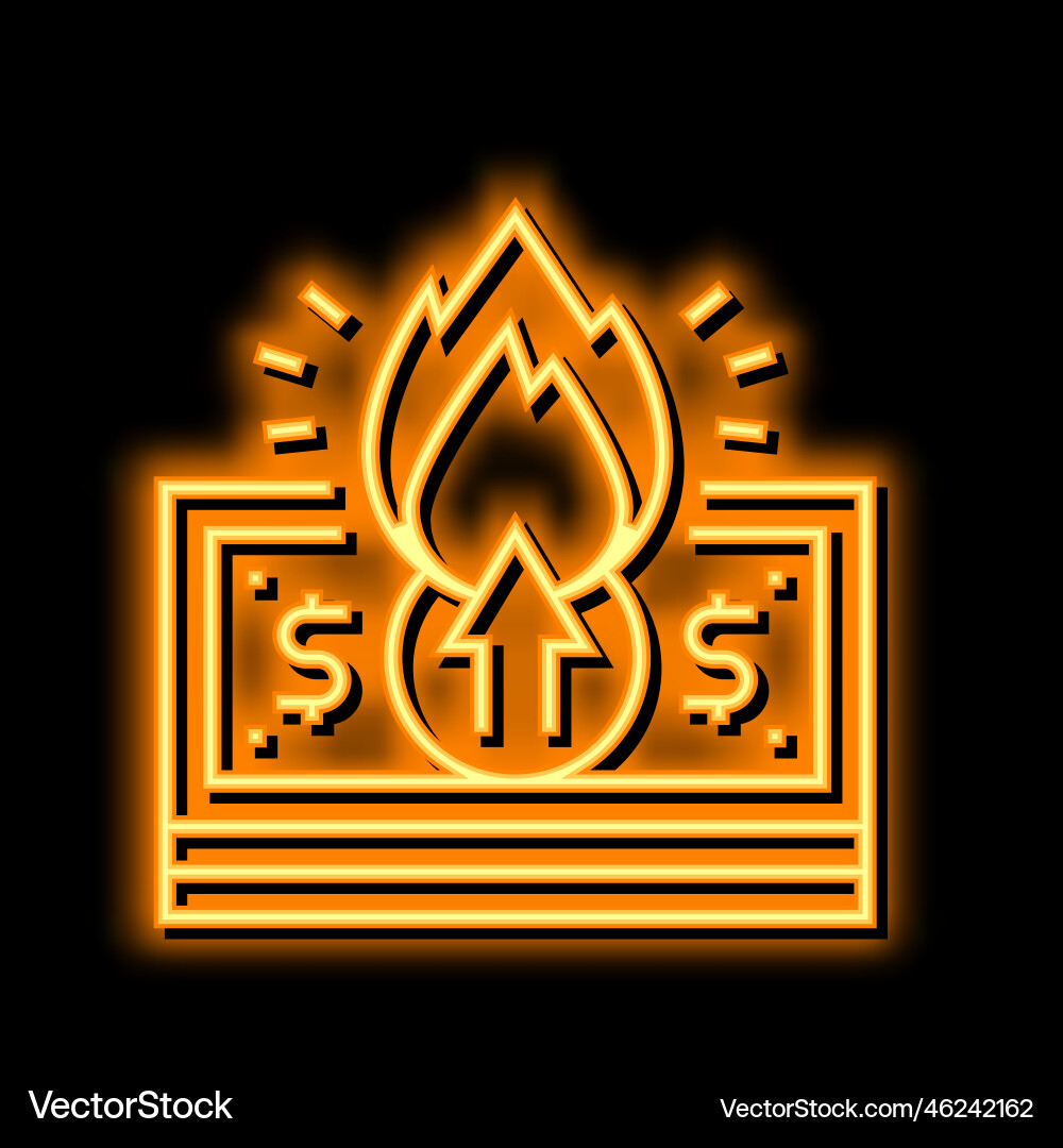 Dollar inflation neon glow icon Royalty Free Vector Image