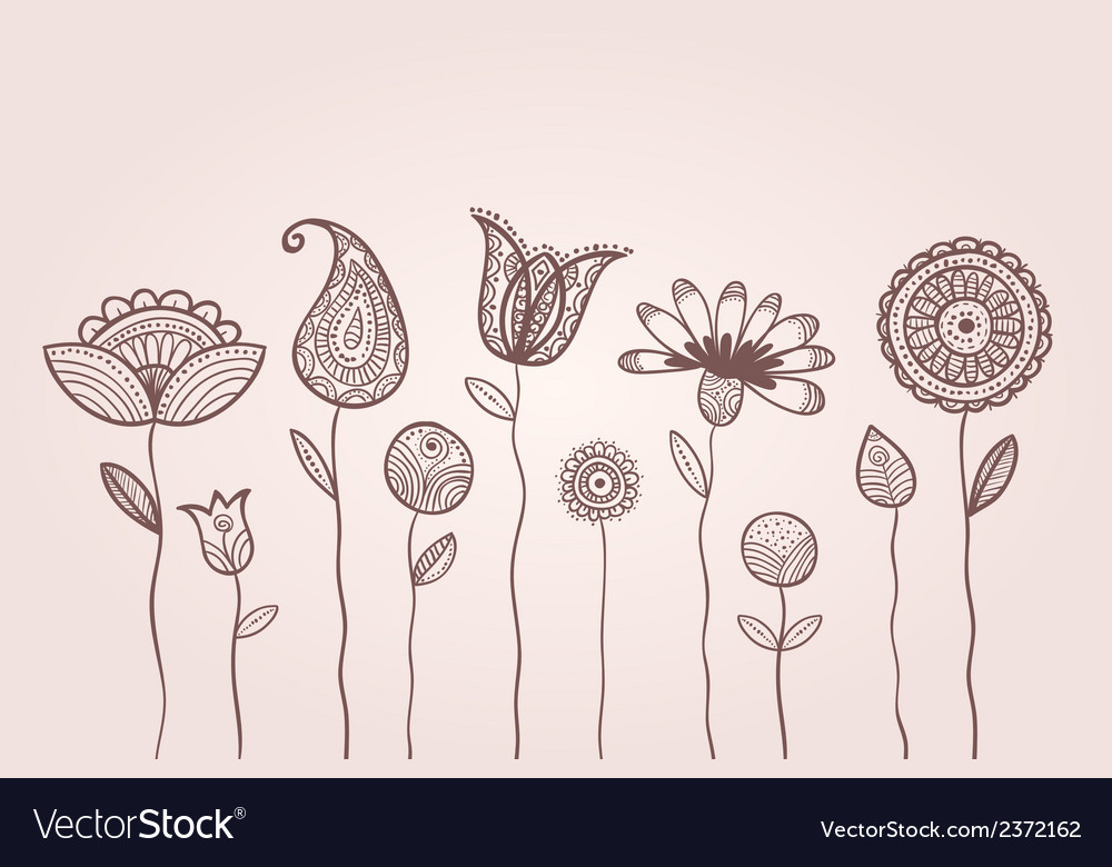 Dotted doodle flowers Royalty Free Vector Image