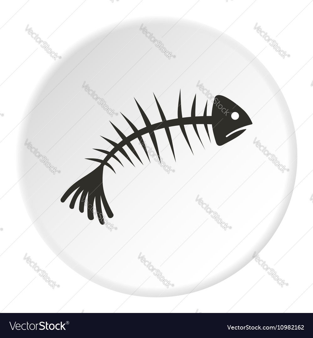 Fish bone icon flat style Royalty Free Vector Image